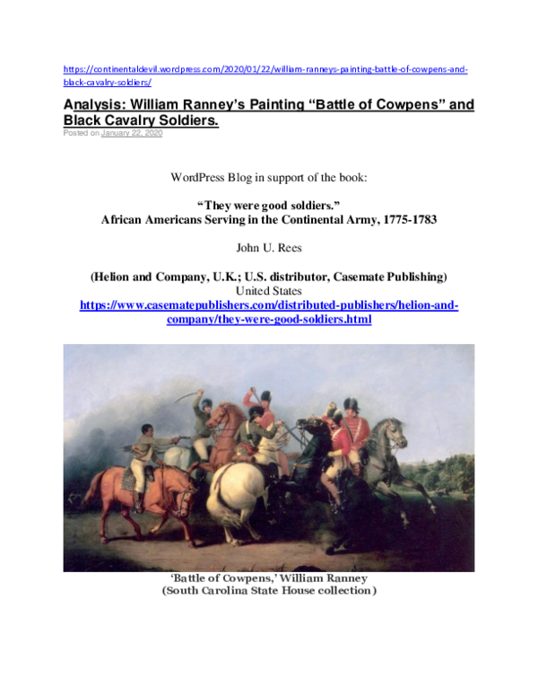 (PDF) Analysis: William Ranney's Painting "Battle of Cowpens" and Black ...