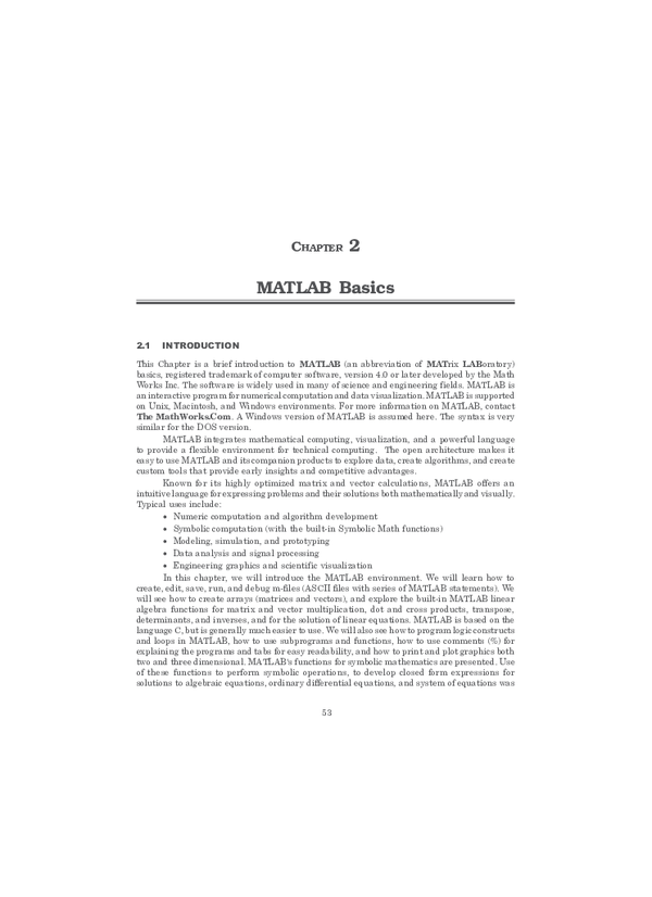 Pdf Chapter 2 Matlab Basics 2 1 Introduction