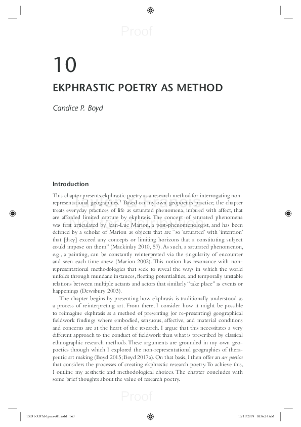(PDF) Ekphrastic Poetry as Method