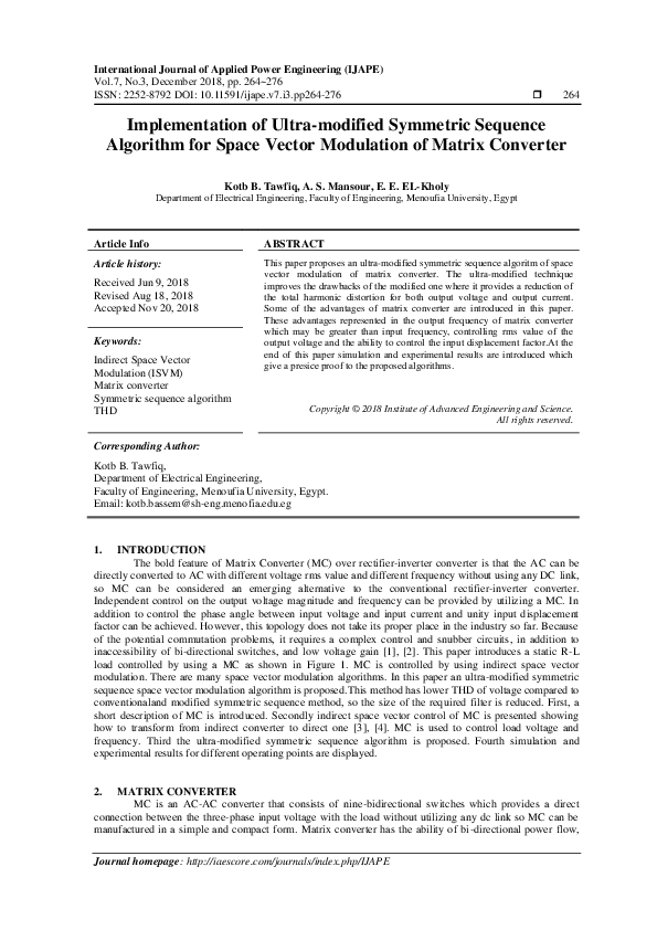 Pdf Implementation Of Ultra Modified Symmetric Sequence Algorithm For