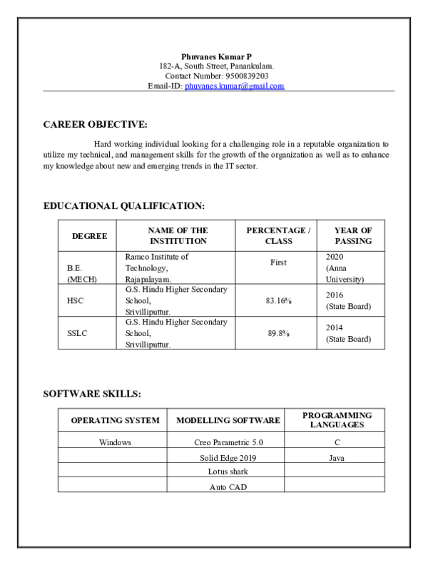 (DOC) Conventional Resume