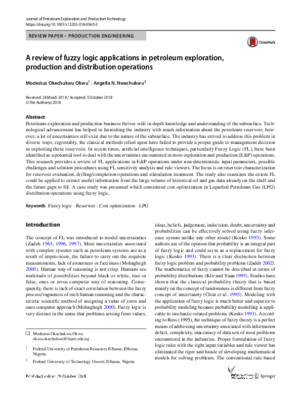 (PDF) A review of fuzzy logic applications in petroleum exploration ...