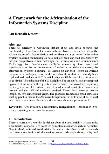 (PDF) A Framework for the Africanisation of the Information Systems ...