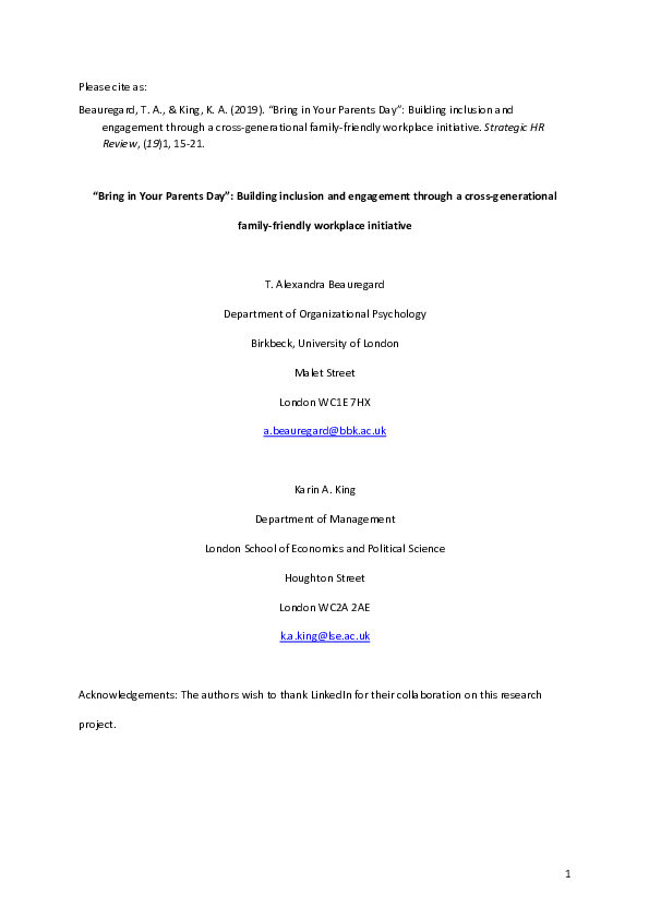 (PDF) "Bring in Your Parents Day": Building inclusion and engagement ...