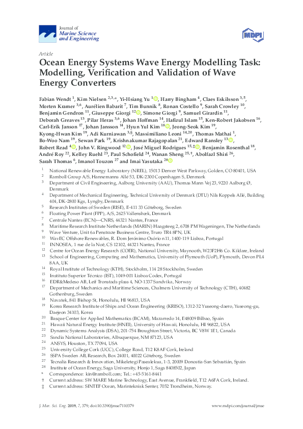 Pdf Ocean Energy Systems Wave Energy Modelling Task Modelling Verification And Validation Of