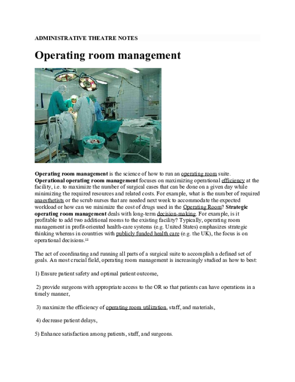 (DOC) Operating room management