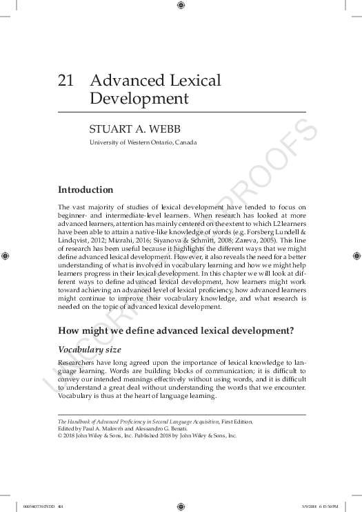 (PDF) Advanced Lexical Development
