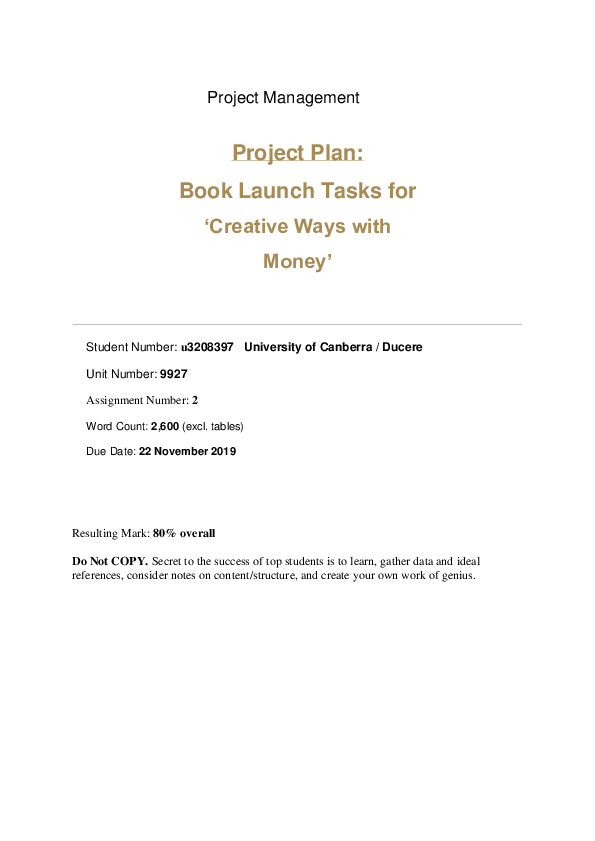 (PDF) Project Plan - for Book Launch