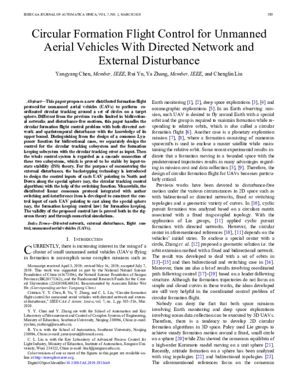 (PDF) Circular Formation Flight Control for Unmanned Aerial Vehicles ...