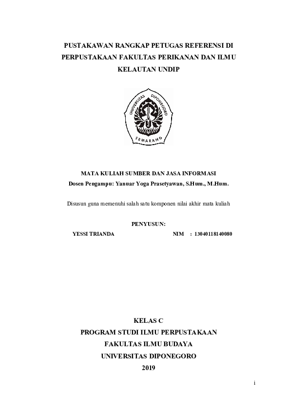 (DOC) Pustakawan Rangkap Petugas Referensi di Perpustakaan FPIK Undip