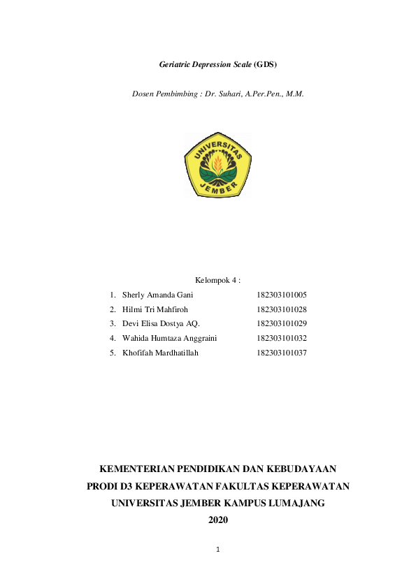 (PDF) Geriatric Depression Scale (GDS)