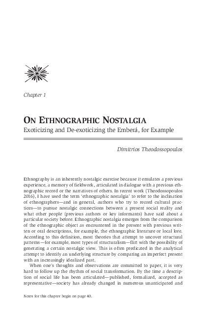(PDF) On Ethnographic Nostalgia Exoticizing and De-exoticizing the ...