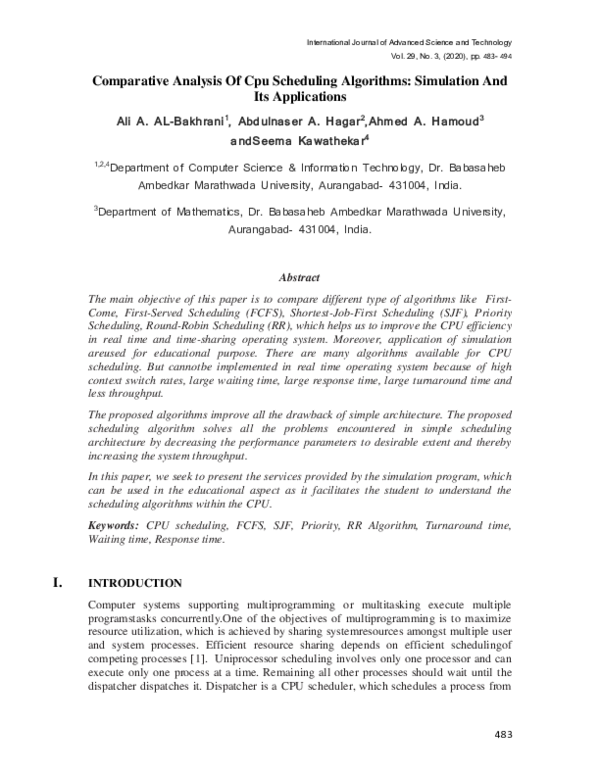 Pdf Comparative Analysis Of Cpu Scheduling Algorithms Simulation And