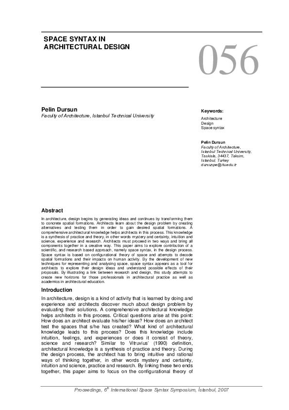 (PDF) SPACE SYNTAX IN ARCHITECTURAL DESIGN 056
