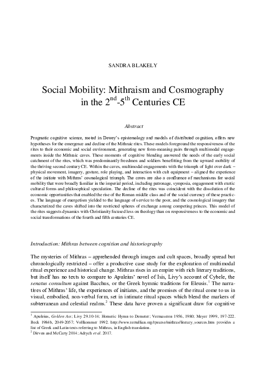 (PDF) SANDRA BLAKELY Social Mobility: Mithraism and Cosmography in the ...