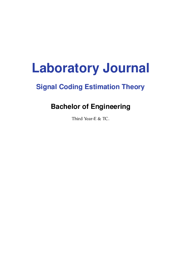 (PDF) Laboratory Journal Signal Coding Estimation Theory