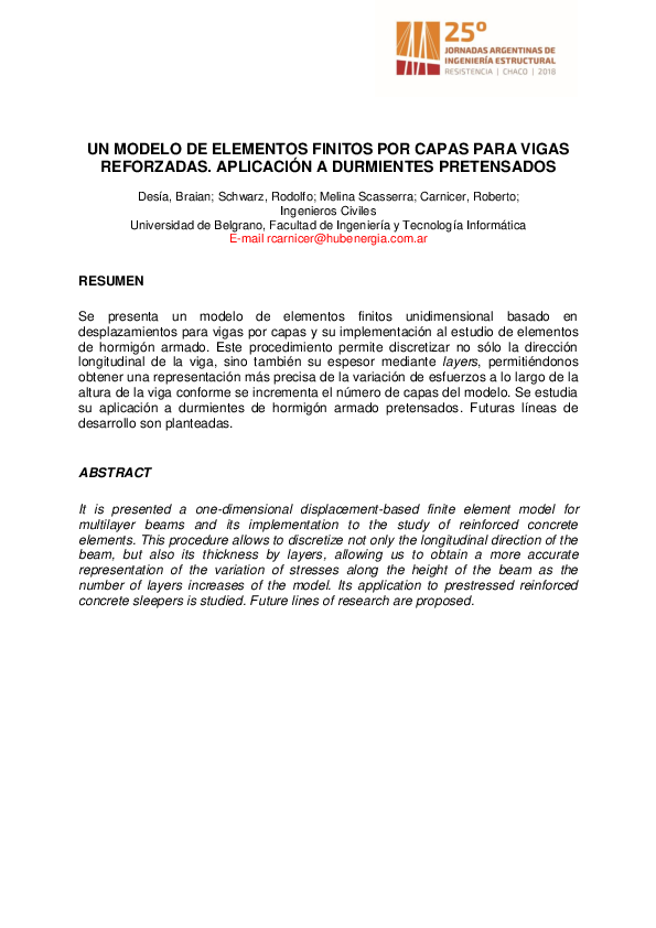 (PDF) UN MODELO DE ELEMENTOS FINITOS POR CAPAS PARA VIGAS REFORZADAS ...