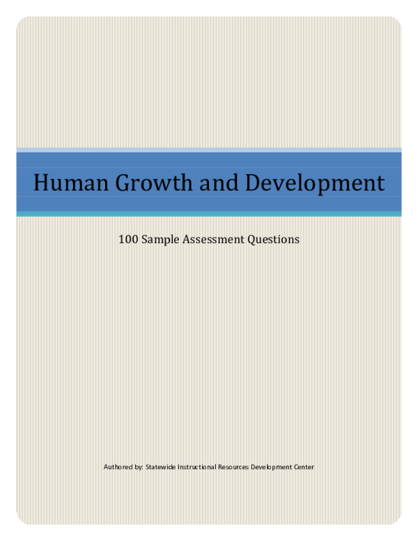 (PDF) Human Growth and Development Sample Assessment Questions