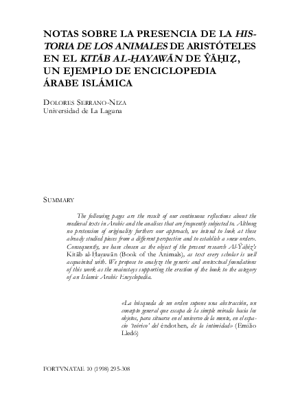 (PDF) NOTAS SOBRE LA PRESENCIA DE LA HISTORIA DE LOS ANIMALES DE ...