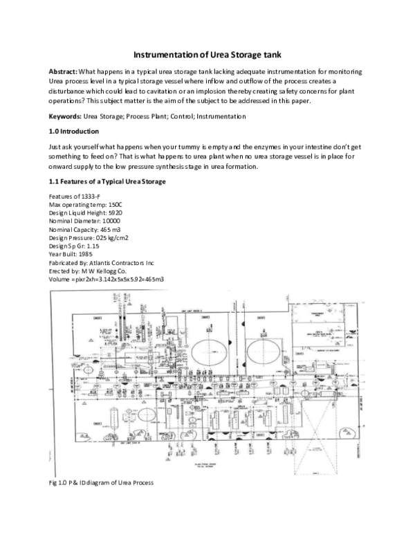 (PDF) Instrumentation of Urea Storage tank
