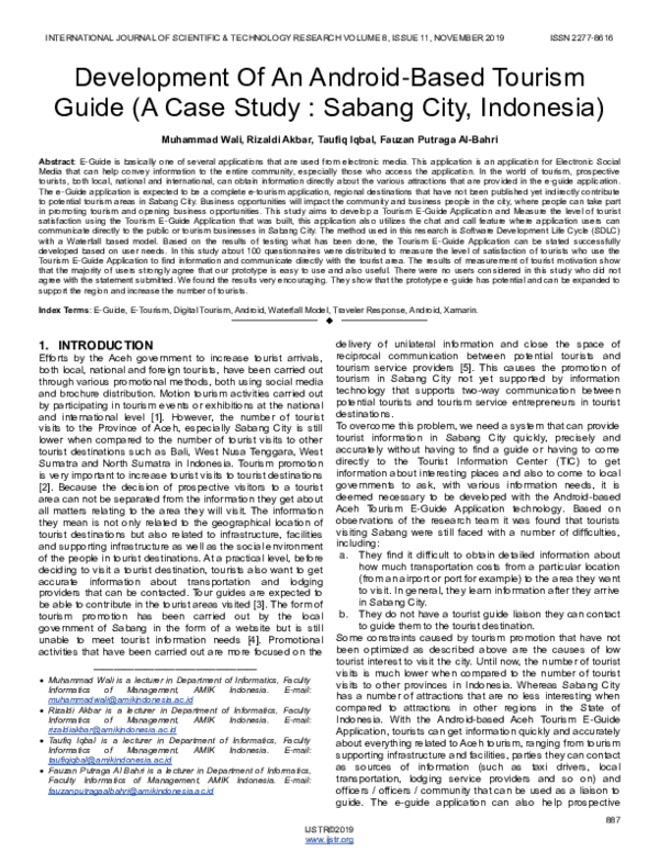 (PDF) Development Of An Android-Based Tourism Guide (A Case Study : Sabang City, Indonesia)
