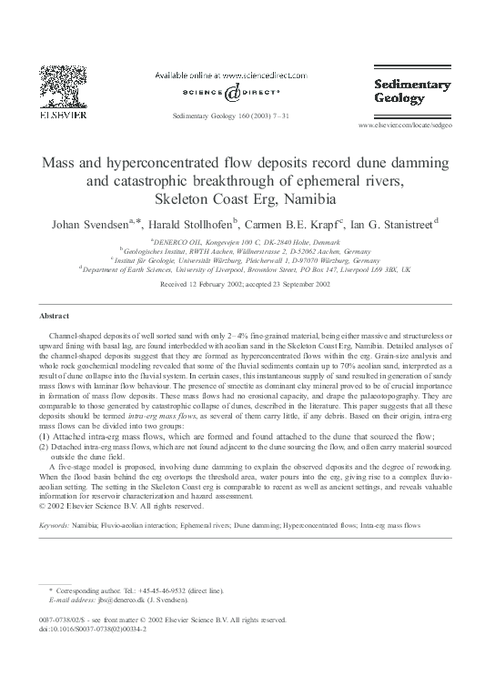 (PDF) Mass and hyperconcentrated flow deposits record dune damming and ...
