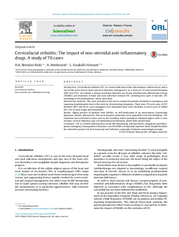 (PDF) ScienceDirect Cervicofacial cellulitis: The impact of non ...