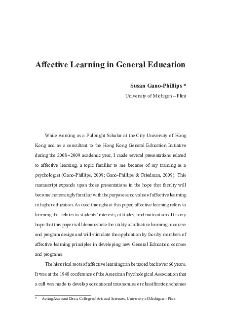 (PDF) Affective Learning in General Education