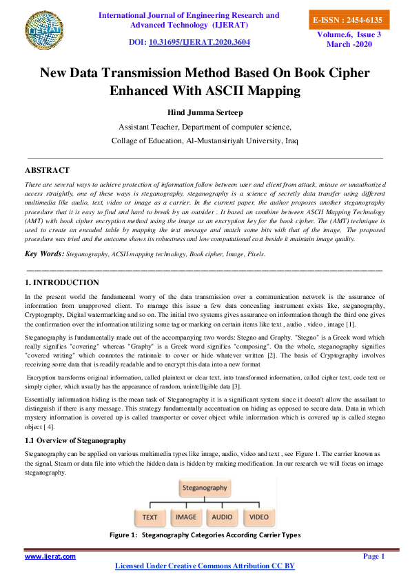 Pdf New Data Transmission Method Based On Book Cipher Enhanced With Ascii Mapping