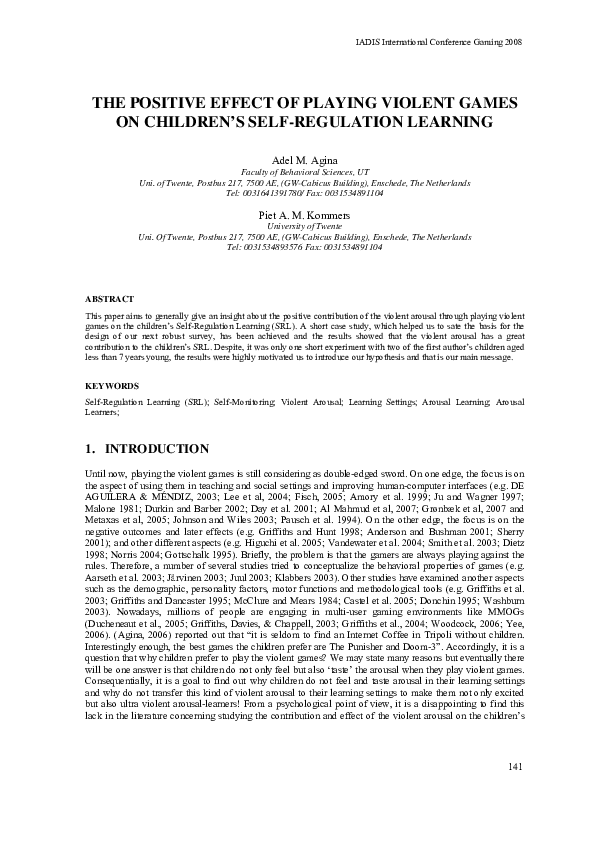 (PDF) The positive effect of playing violent games on children's self ...