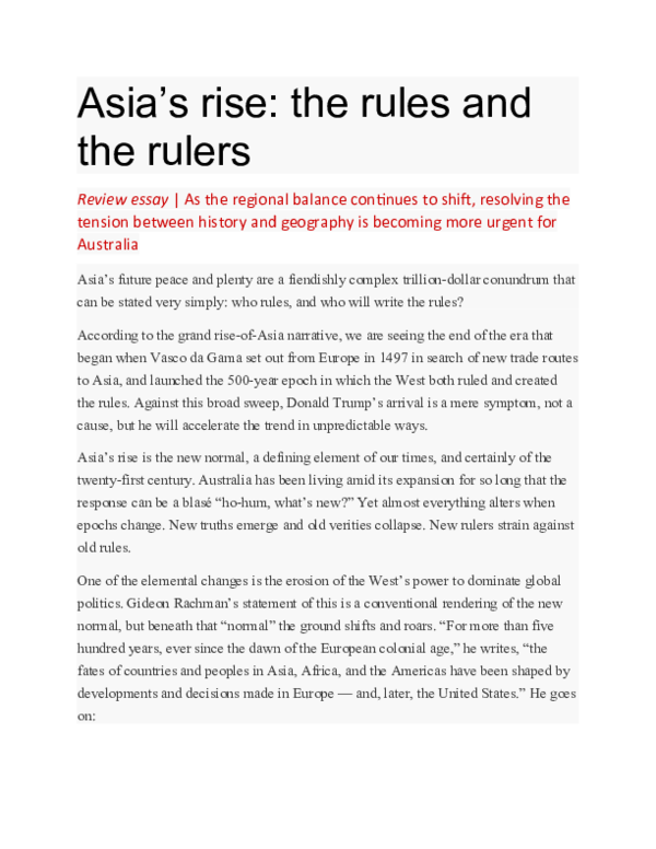 (DOC) Asia Rise In 21st Century