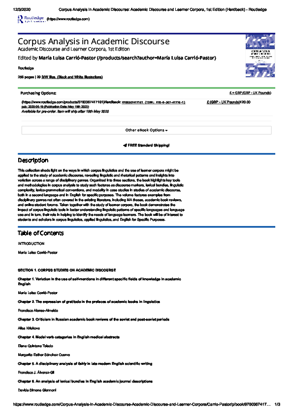 (PDF) Corpus Analysis in Different Genres: Academic Discourse and Learner Corpora