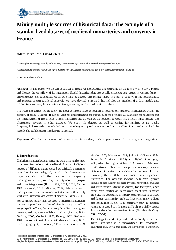 (PDF) Mining multiple sources of historical data: The example of a ...