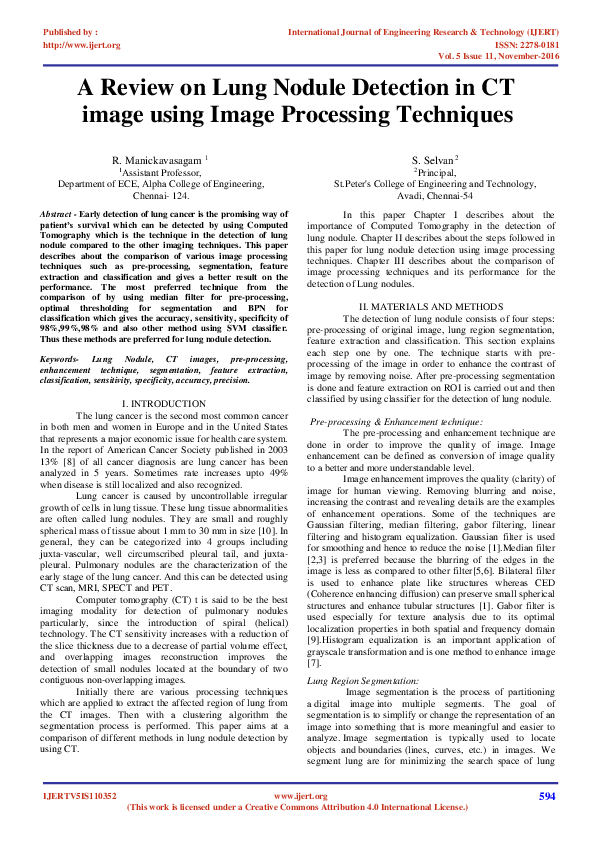 (PDF) IJERT-A Review on Lung Nodule Detection in CT image using Image Processing Techniques ...