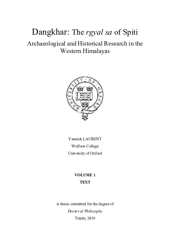 (PDF) Dangkhar: The rgyal sa of Spiti (Vol.1 Text)