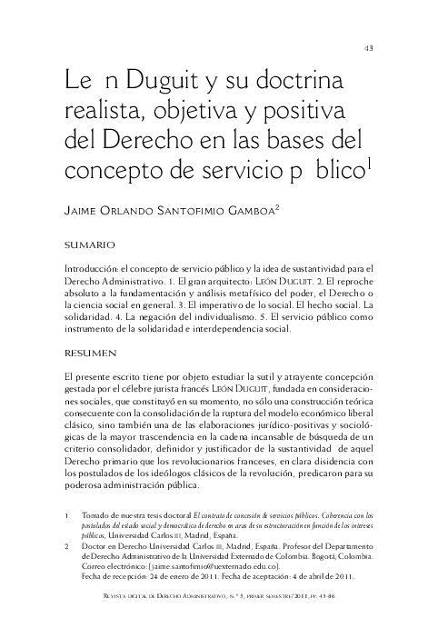 (PDF) León Duguit y su doctrina realista, objetiva y positiva del ...