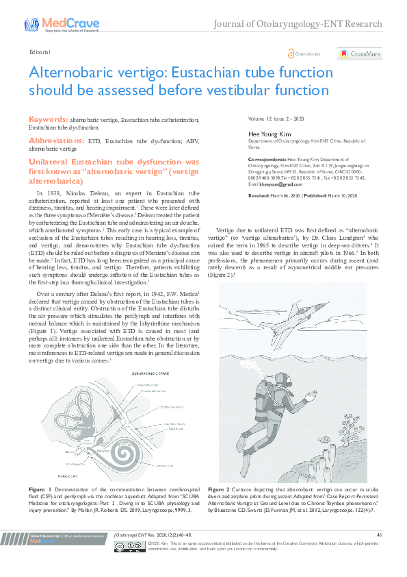 Alternobaric vertigo: Eustachian tube function should be assessed ...