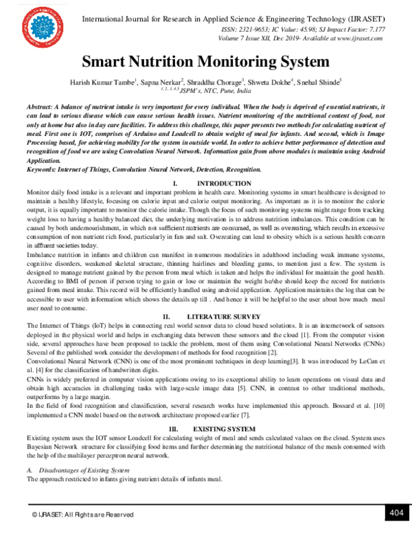 (PDF) Smart Nutrition Monitoring System