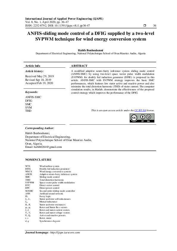 (PDF) ANFIS-sliding mode control of a DFIG supplied by a two-level SVPWM technique for wind ...