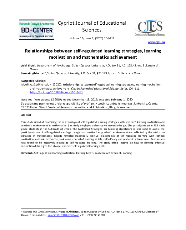 (PDF) Relationships between self-regulated learning strategies ...