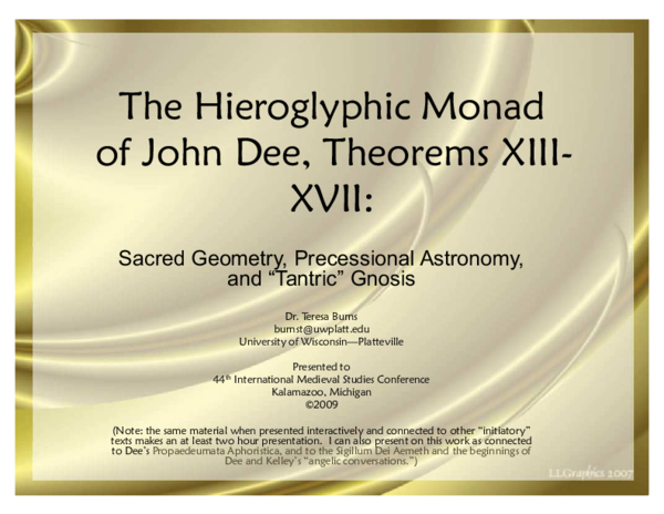 (PPT) The Hieroglyphic Monad of John Dee, Theorems XIII-XVII: Sacred ...