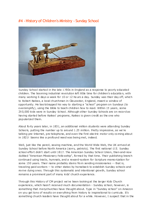 (DOC) History of Sunday School