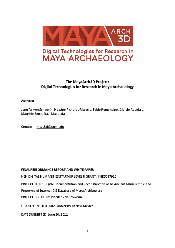 (PDF) The MayaArch3D Project: Digital Technologies for Research in Maya ...