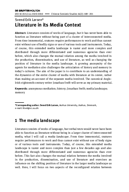 (PDF) Literature in its Media Context