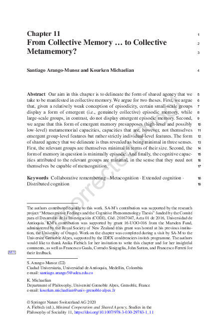 (PDF) From Collective Memory ... to Collective Metamemory