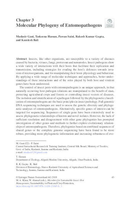 (PDF) Molecular Phylogeny of Entomopathogens
