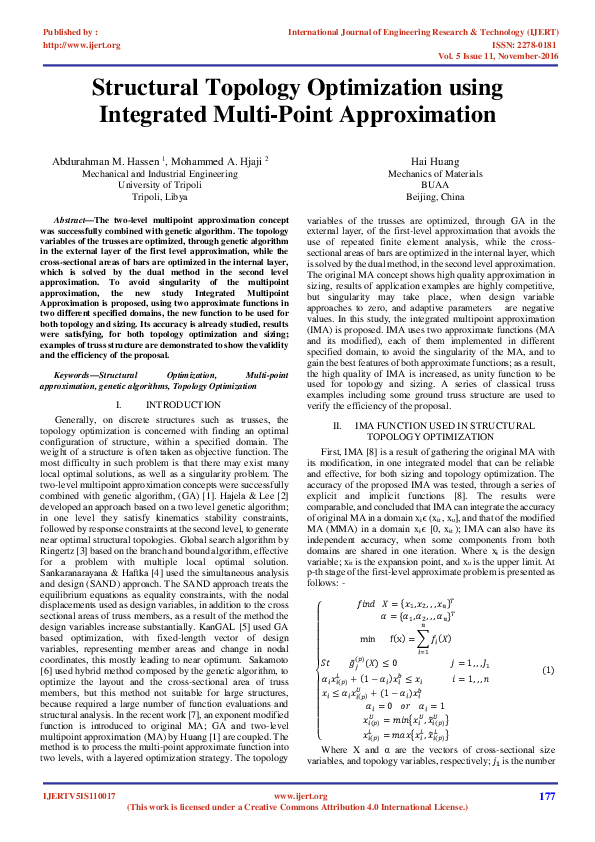 (PDF) IJERT-Structural Topology Optimization using Integrated Multi-Point Approximation