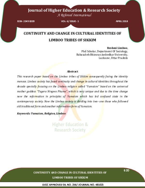 (PDF) CONTINUITY AND CHANGE IN CULTURAL IDENTITIES OF LIMBOO TRIBES OF ...