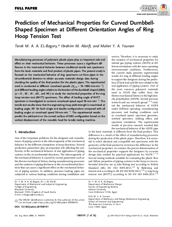 (PDF) Prediction of Mechanical Properties for Curved Dumbbell- Shaped ...