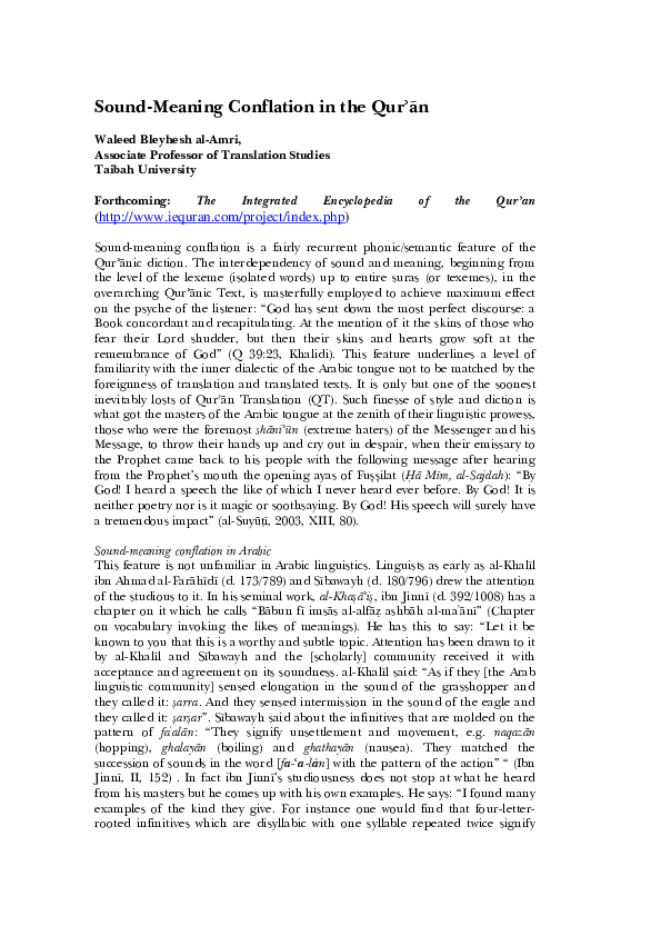 (PDF) Sound-Meaning Conflation in the Qur'an